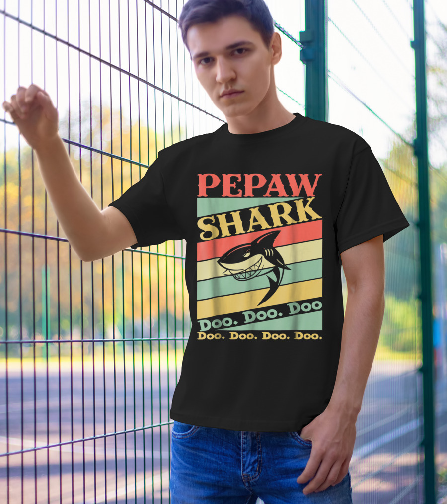 PEPAW SHARK Doo Doo Doo Retro Vintage T-Shirt