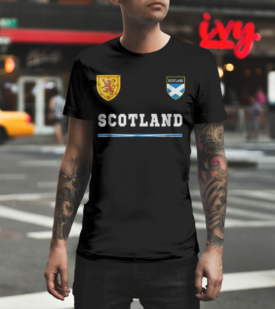 Scotland Soccer Jersey Flag With Scottish Lion And Saltire Badges T-Shirt