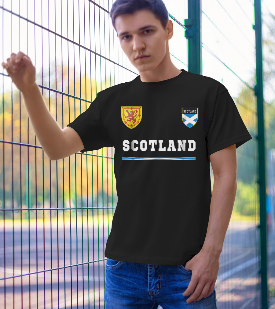 Scotland Soccer Jersey Flag With Scottish Lion And Saltire Badges T-Shirt