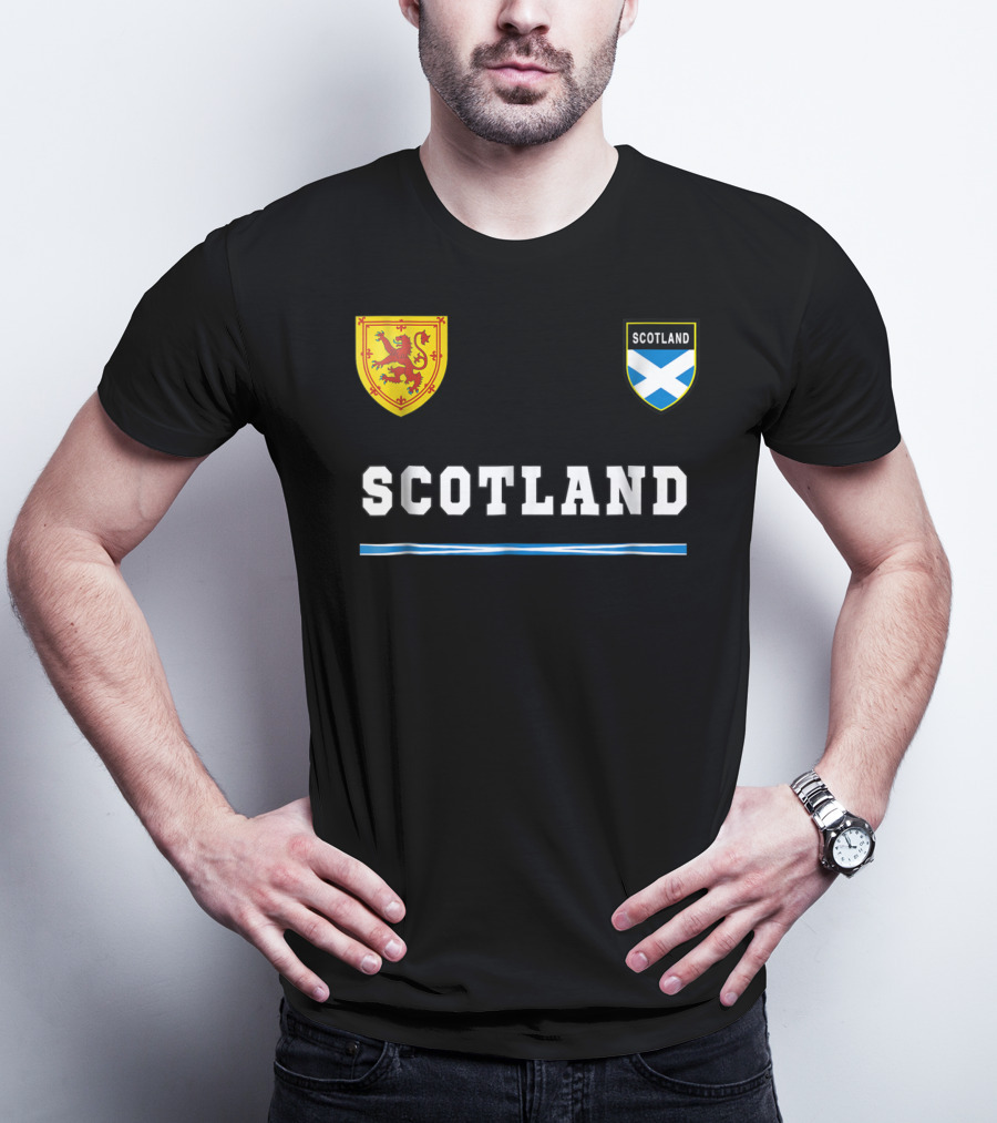 Scotland Soccer Jersey Flag With Scottish Lion And Saltire Badges T-Shirt