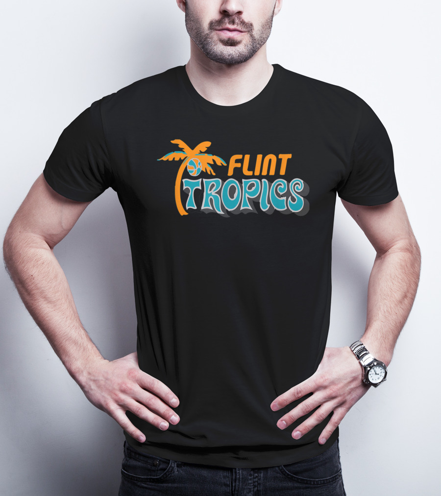 Semi Pro Jackie Moon Flint Tropics Basketball Logo Palm Tree T-Shirt