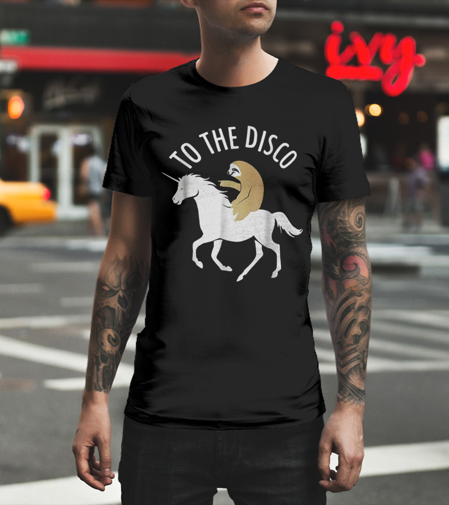 Sloth Riding Unicorn To The Disco T-Shirt