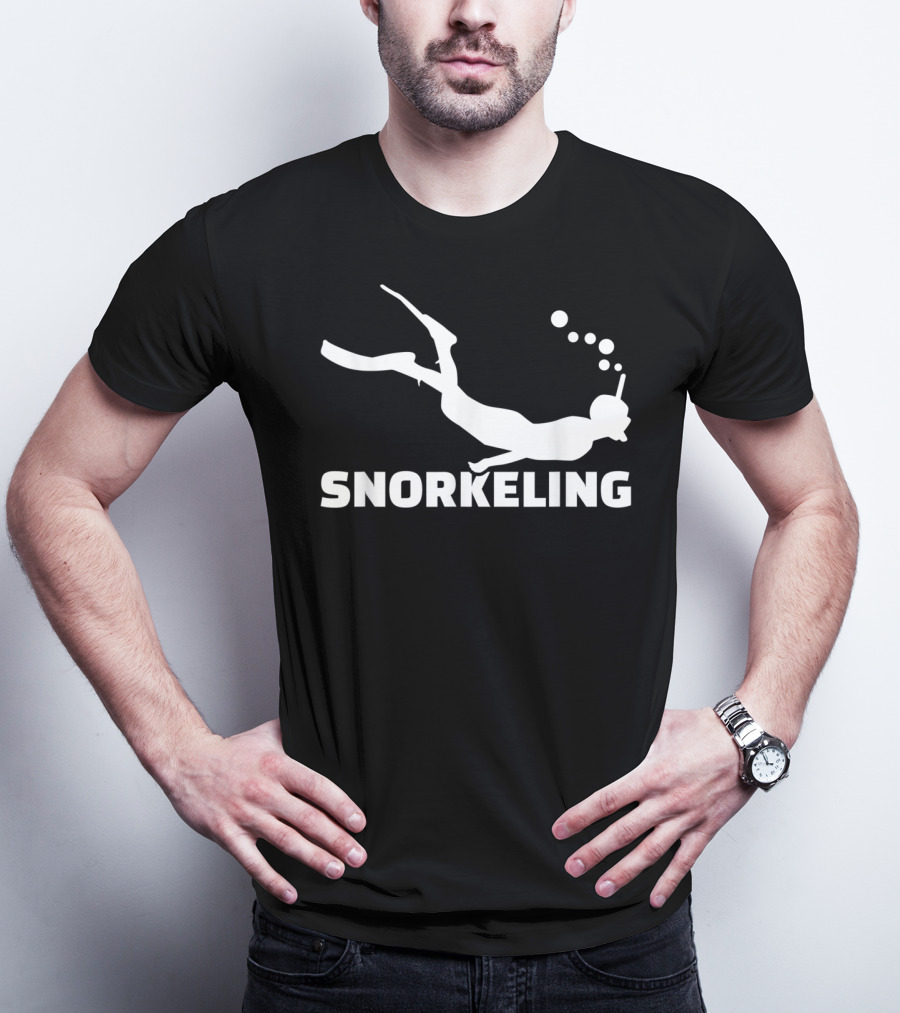 Snorkeling Diver Silhouette With Bubbles T-Shirt