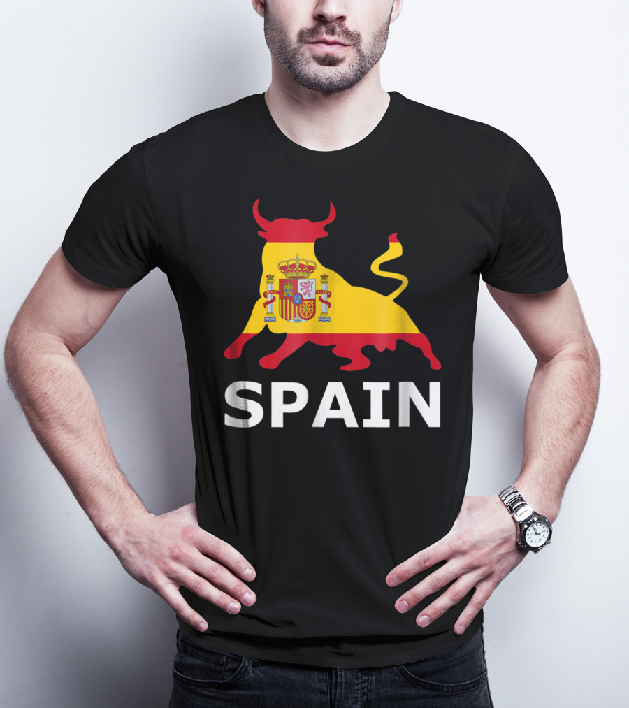 Spain Bull With Spanish Flag Crest T-Shirt