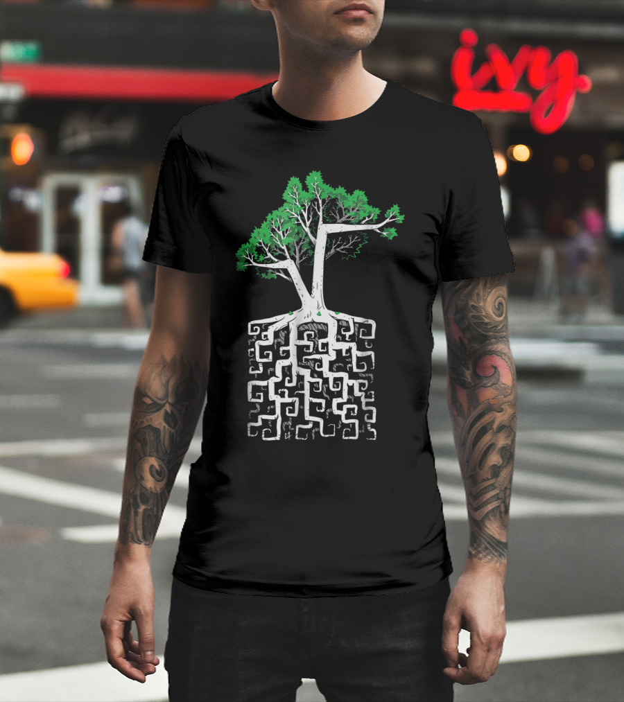 Square Root Tree Math Concept With Intricate Roots And Foliage T-Shirt