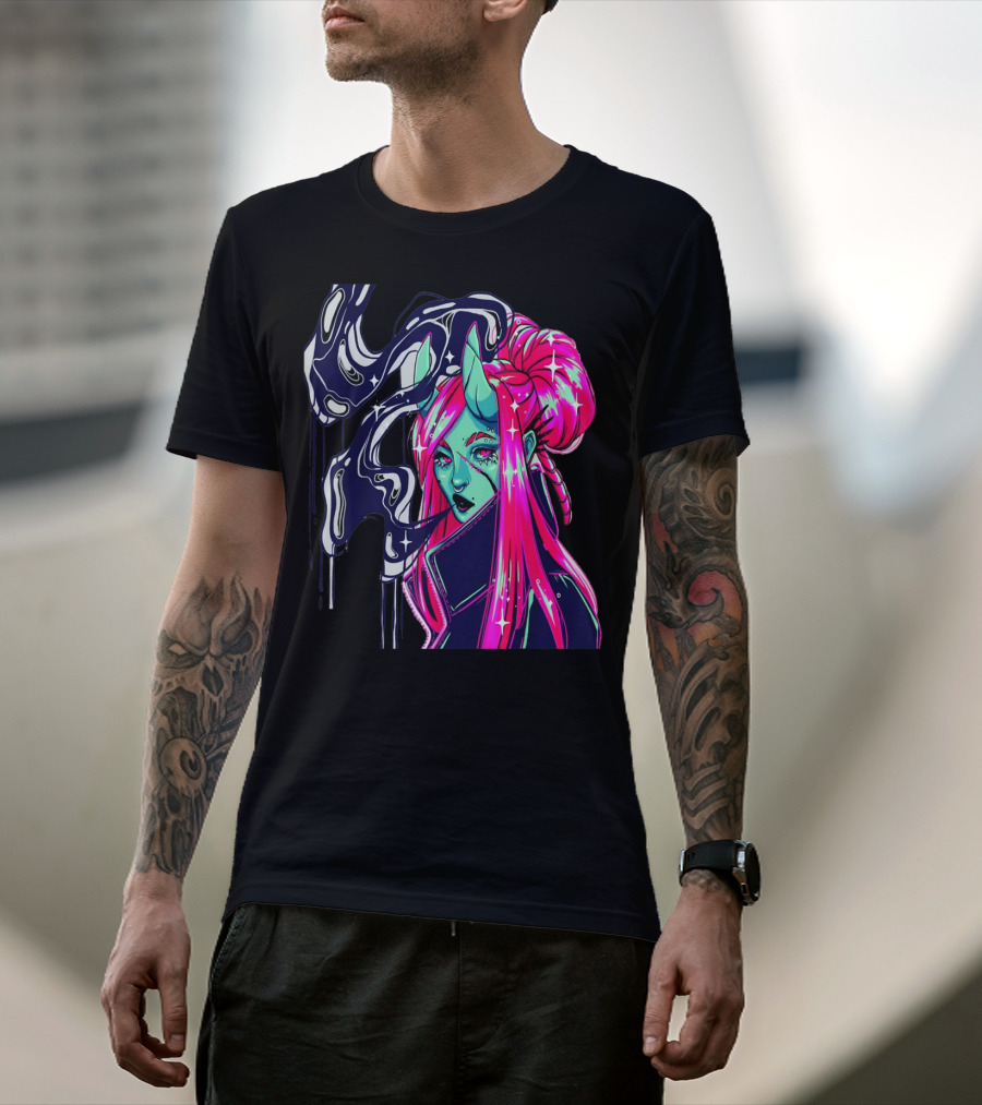Angel Demon Neon Fantasy Comic T-Shirt