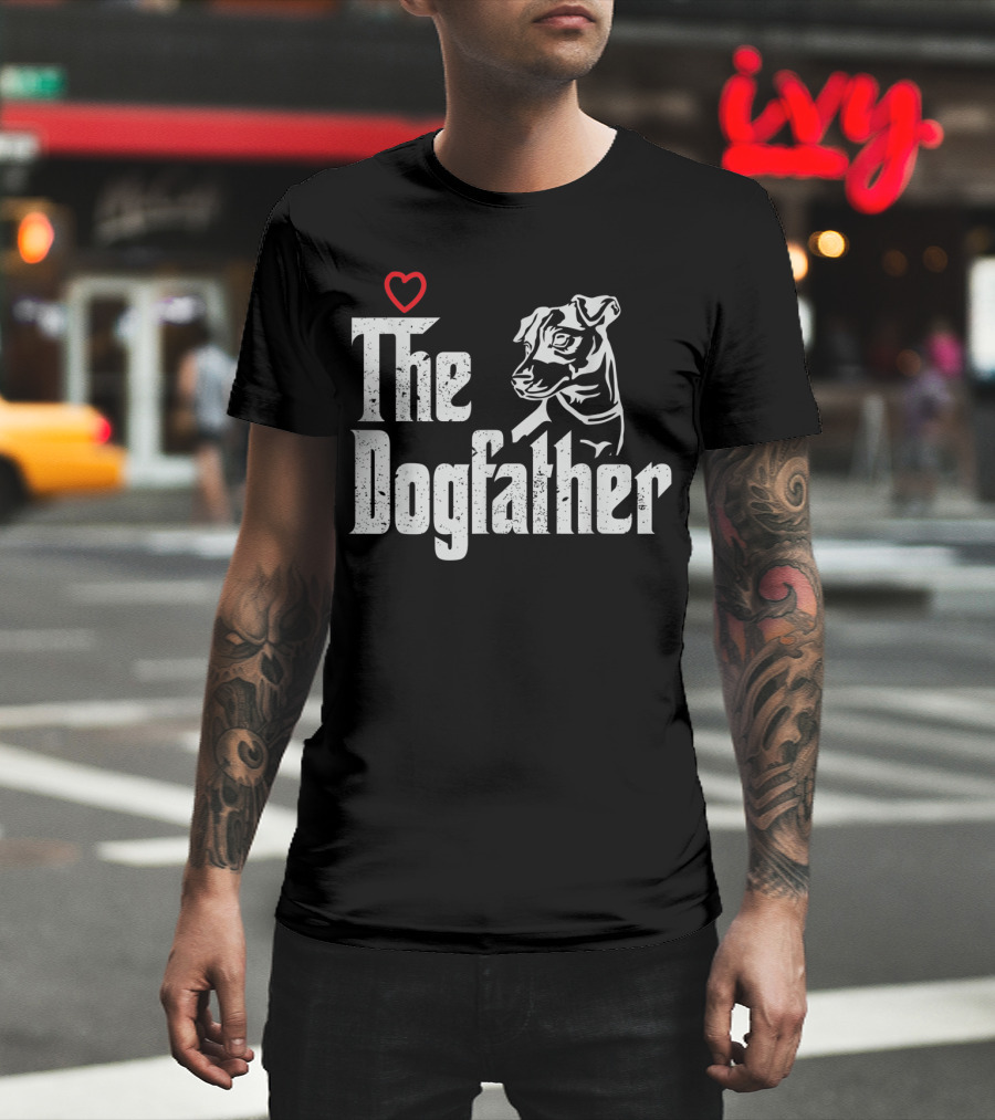 The Dogfather Jack Russell Dog Dad Father With Heart T-Shirt