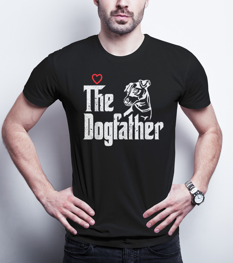 The Dogfather Jack Russell Dog Dad Father With Heart T-Shirt