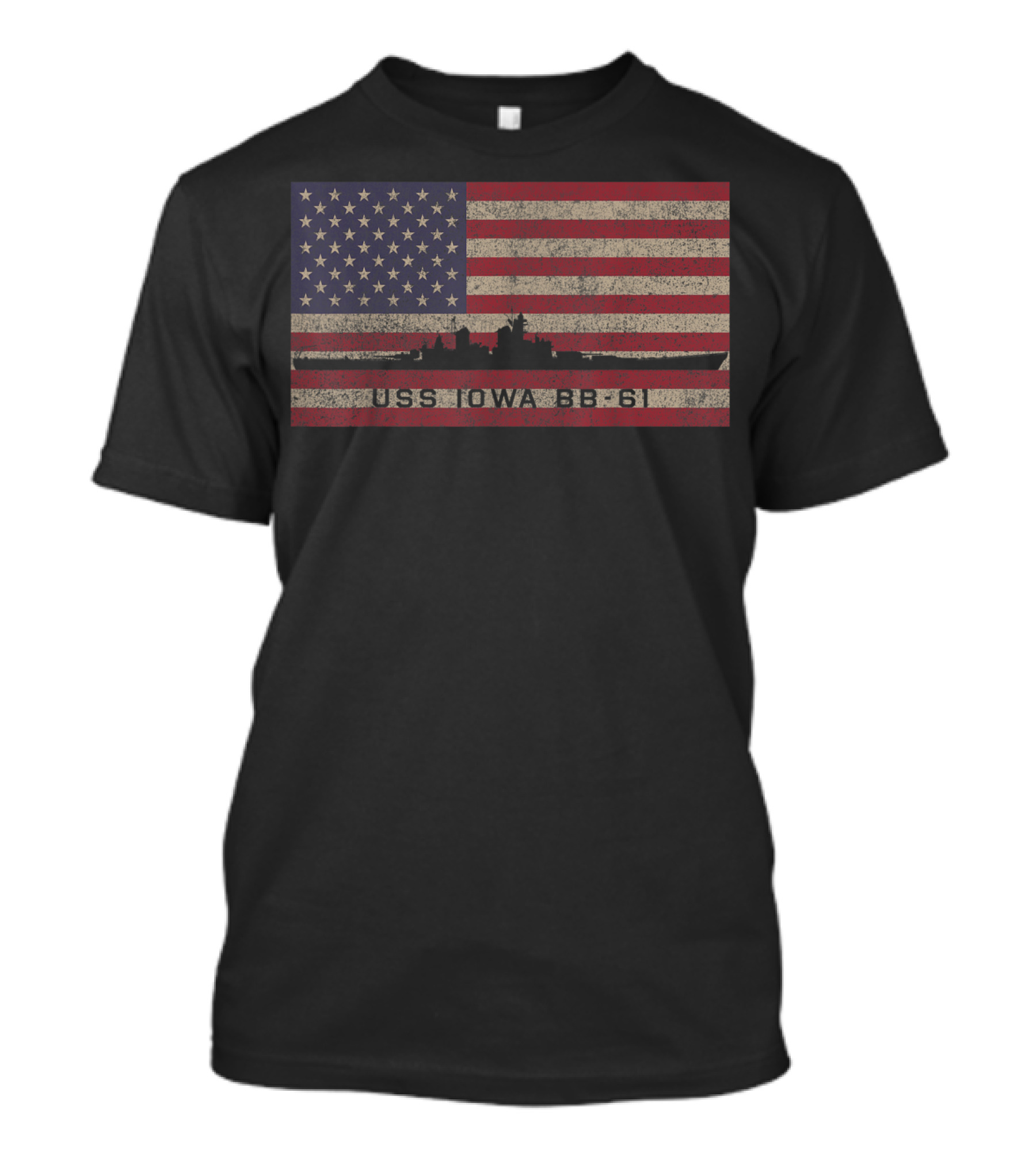 USS Iowa BB-61 American Flag Battleship T-Shirt