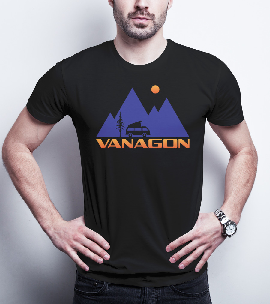 Vanagon Camper Van Mountain Sunset Scene T-Shirt