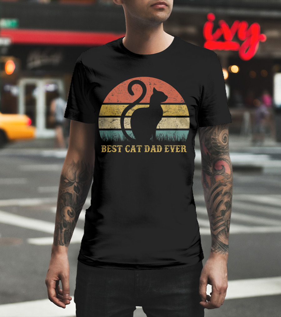 Best Cat Dad Ever Vintage Cat Daddy Father T-Shirt