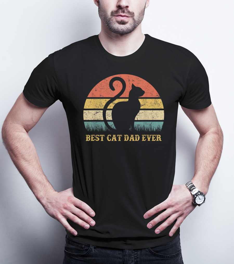 Best Cat Dad Ever Vintage Cat Daddy Father T-Shirt