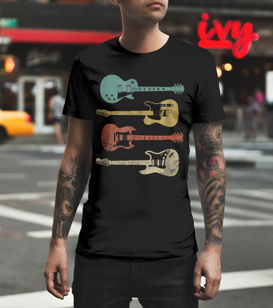 Vintage Classic Colorful Electric Guitars Collection T-Shirt