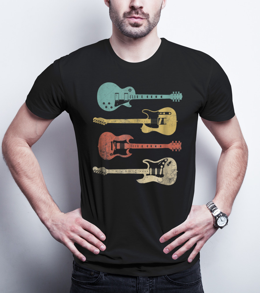 Vintage Classic Colorful Electric Guitars Collection T-Shirt