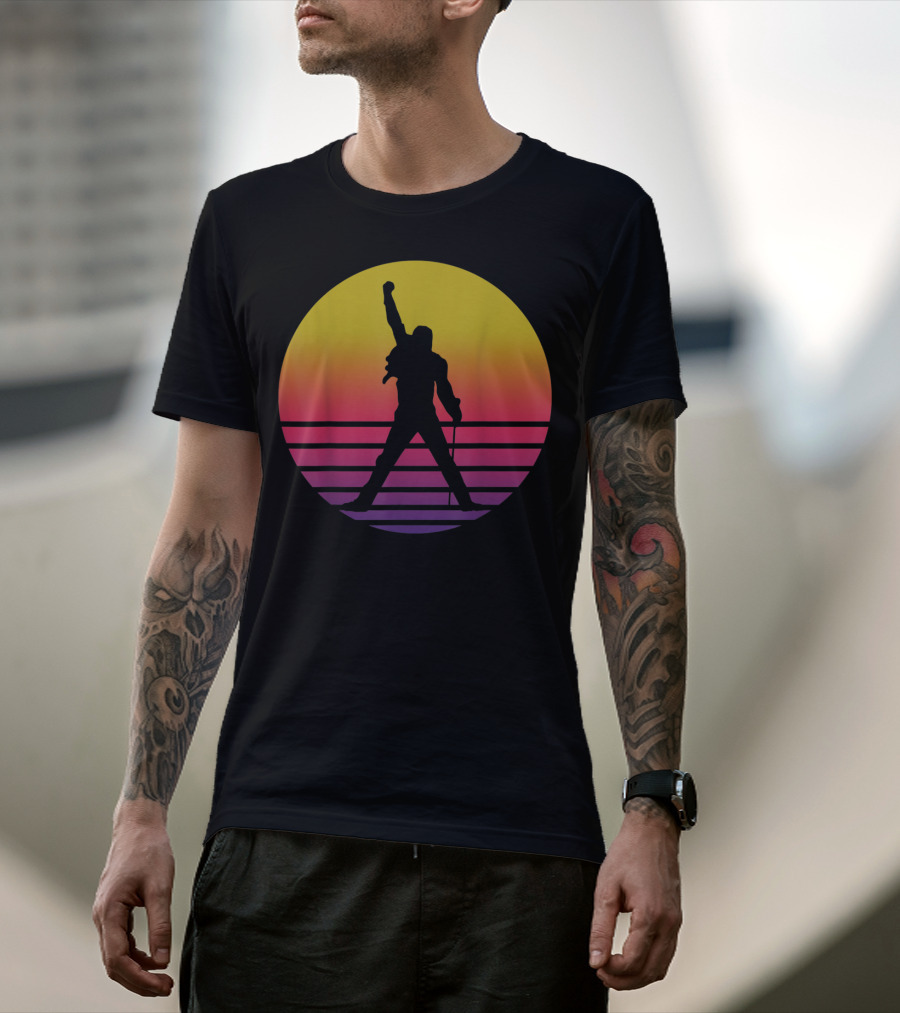 Vintage Freddie Mercury Silhouette Music Icon Sunset T-Shirt