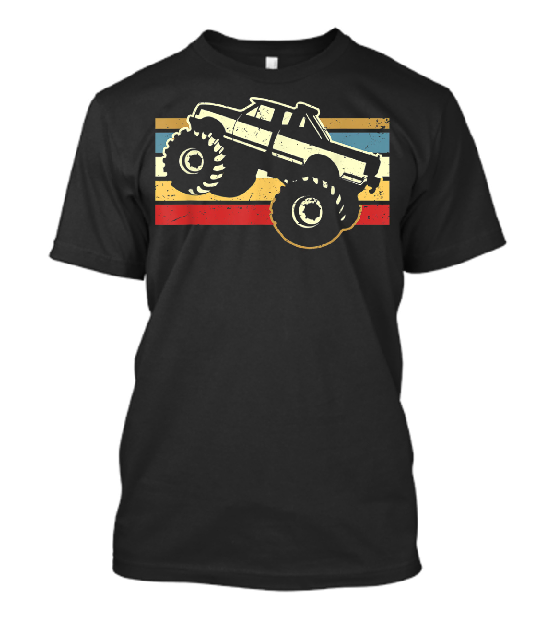 Vintage Monster Truck Retro Stripes Men Boy T-Shirt
