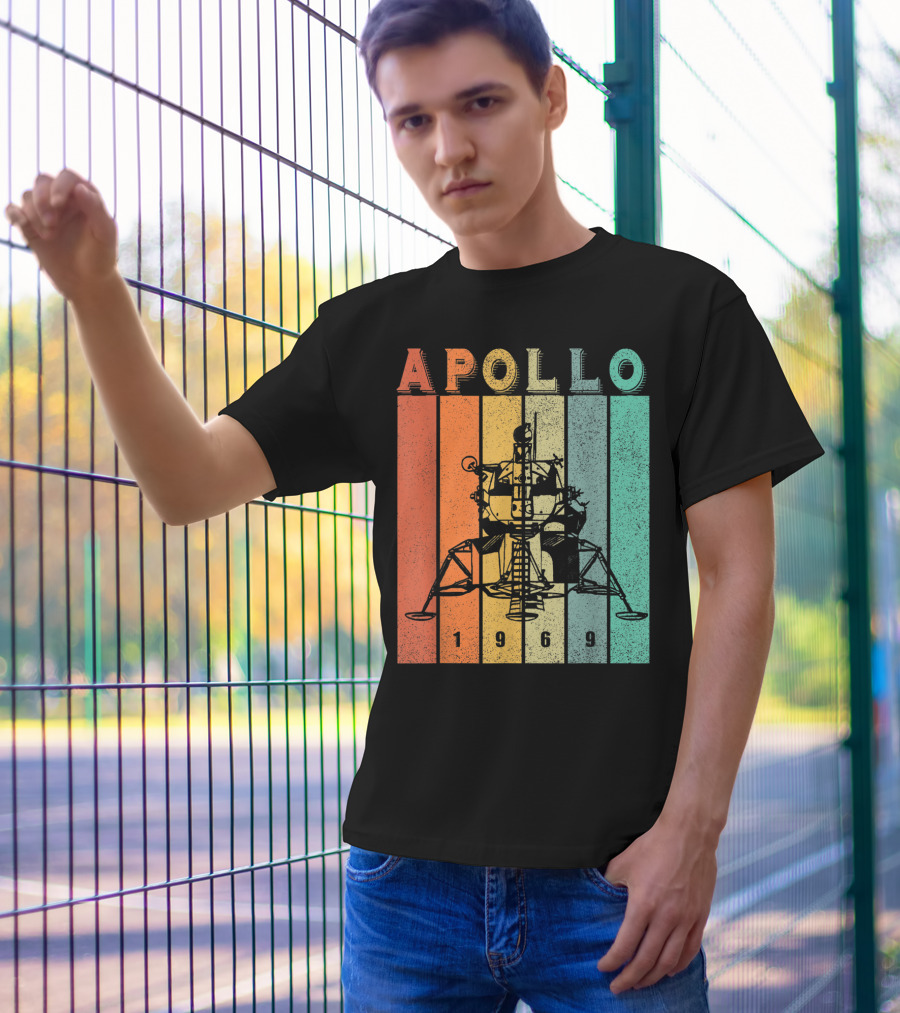 Apollo 1969 Lunar Module Vintage Retro Stripes T-Shirt