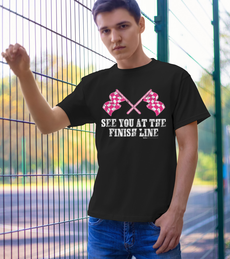 Vintage See You At The Finish Line Pink Checkered Flags T-Shirt