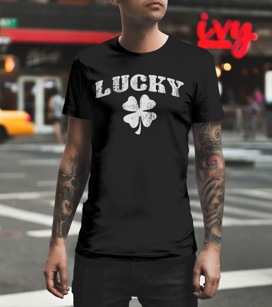 Lucky Vintage Style Clover St Patrick's Day T-Shirt