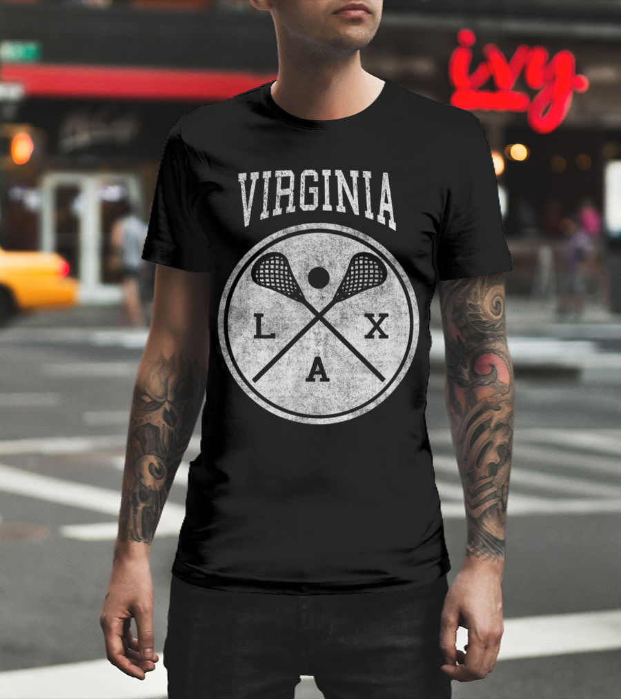 Virginia LAX Vintage Lacrosse Crossed Sticks Circle T-Shirt