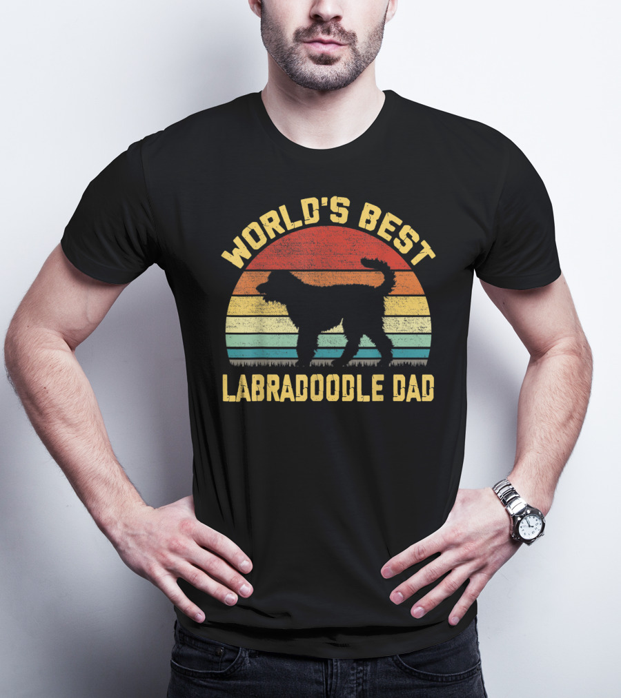 World's Best Labradoodle Dad Vintage Sunset Retro T-Shirt