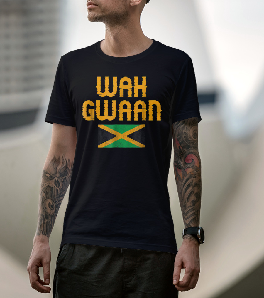 Wah Gwaan Jamaican Flag Banner T-Shirt