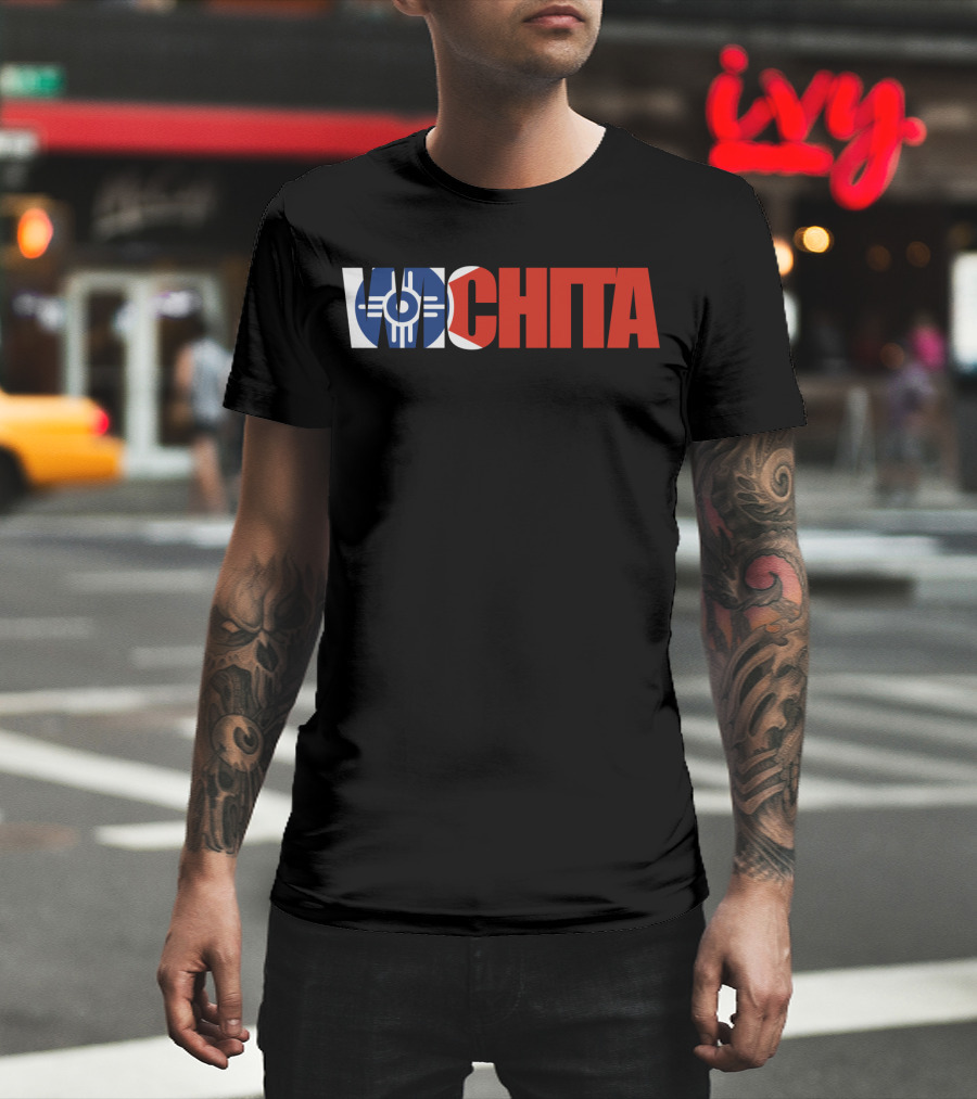 Wichita Kansas Flag Typography T-Shirt