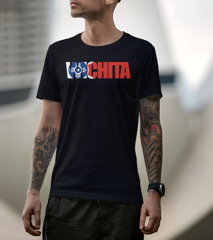 Wichita Kansas Flag Typography T-Shirt