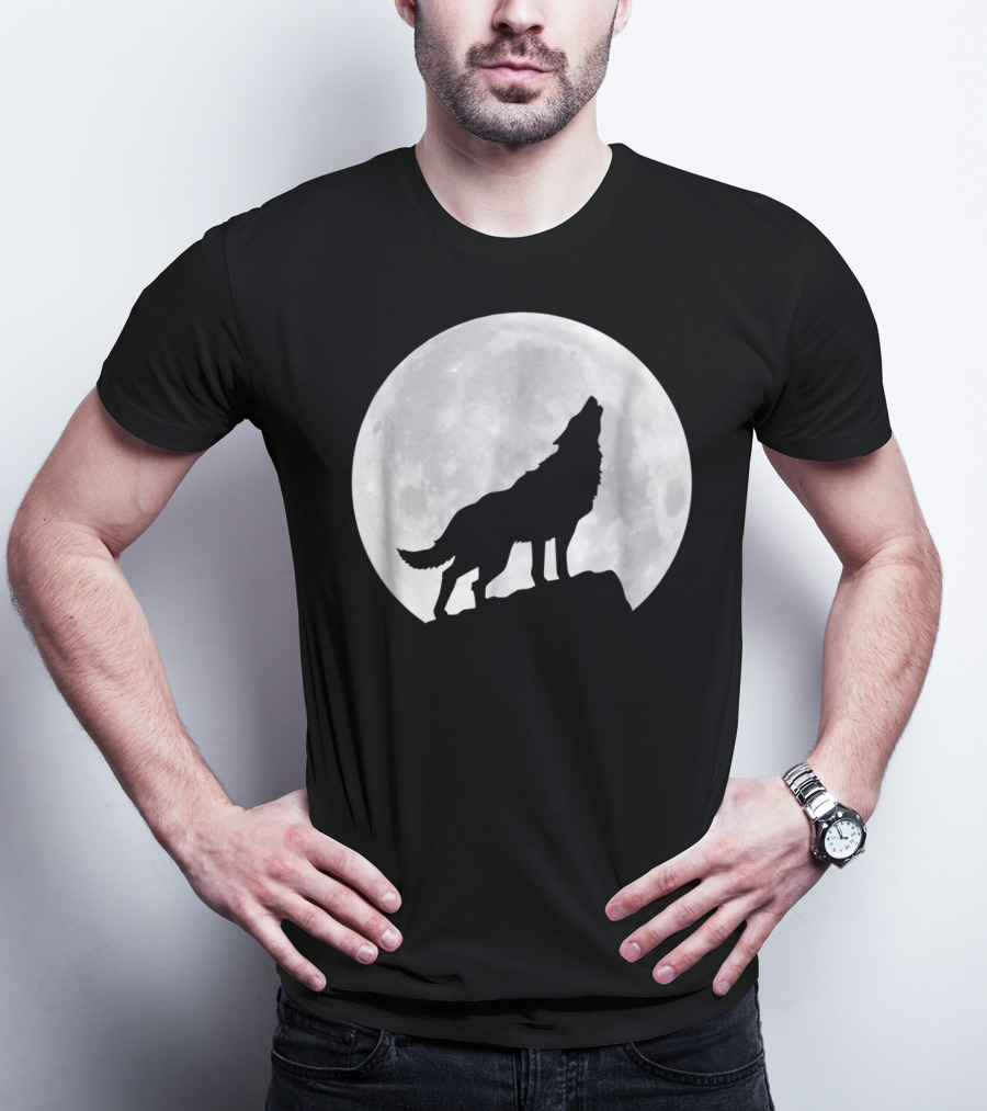 Wolf Howling At Full Moon Spirit Animal T-Shirt