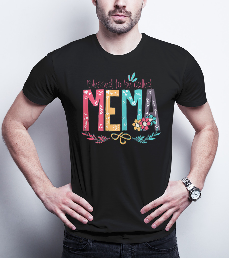 Blessed To Be Called MeMa Floral Colorful T-Shirt