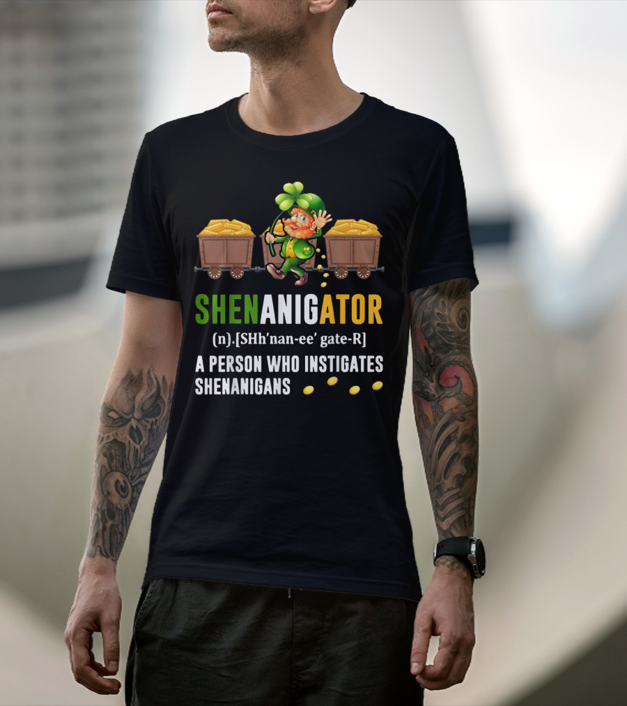 Shenanigator Leprechaun Gold Coins St. Patrick's Day Definition Fun T-Shirt
