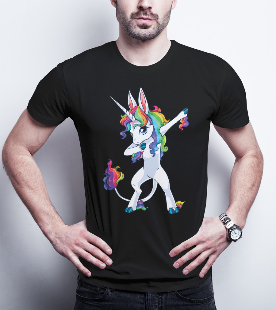 Dabbing Unicorn Party Squad Rainbow Dab T-Shirt