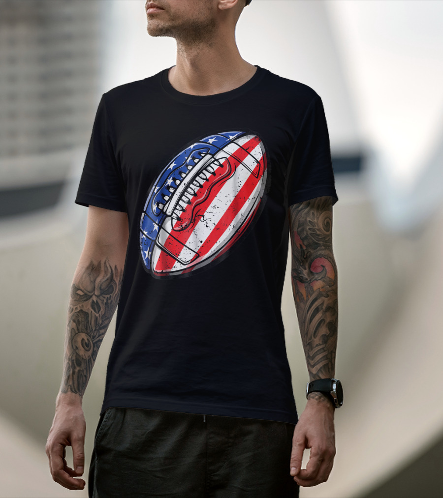 American Flag Football Fourth Of July T-Shirt