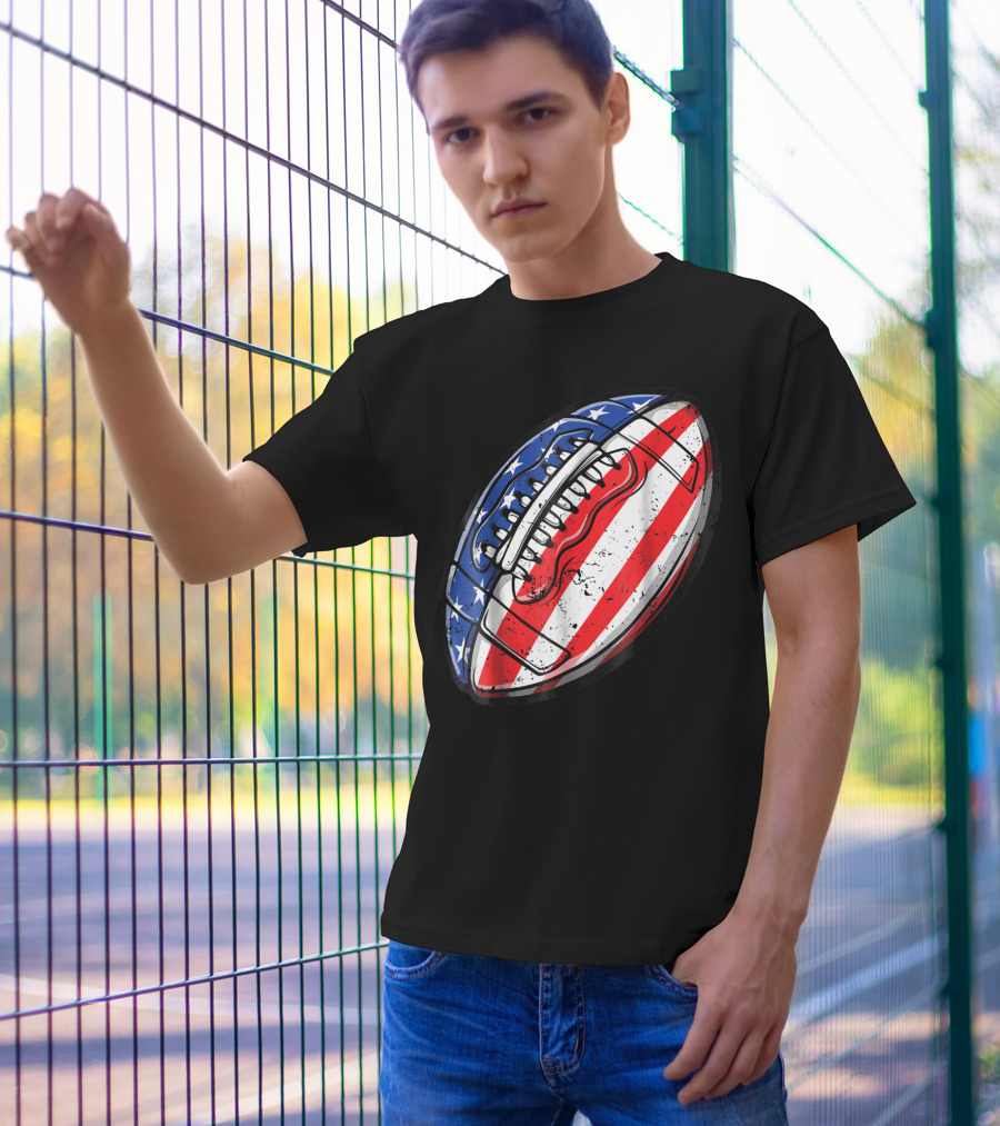 American Flag Football Fourth Of July T-Shirt