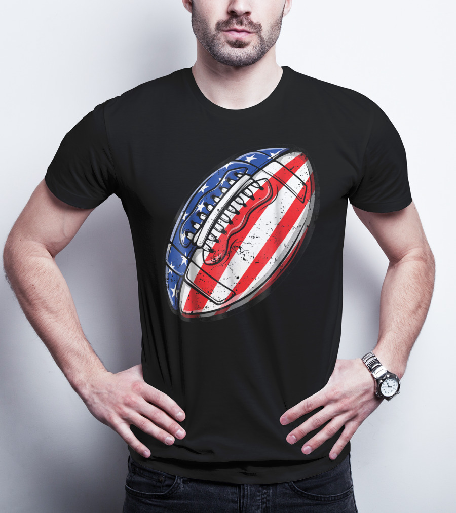 American Flag Football Fourth Of July T-Shirt