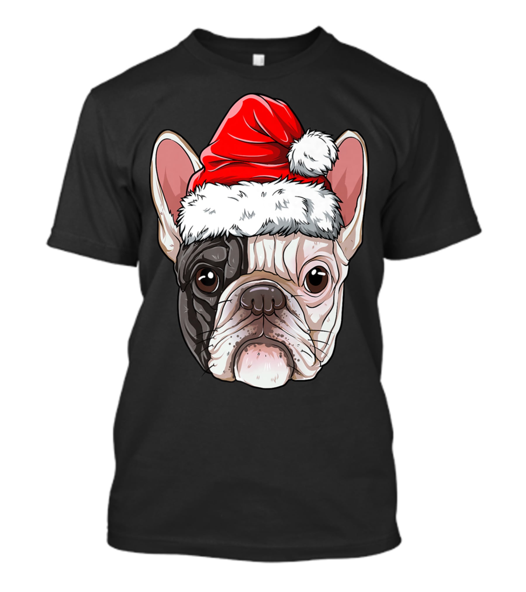 French Bulldog Wearing Santa Hat T-Shirt