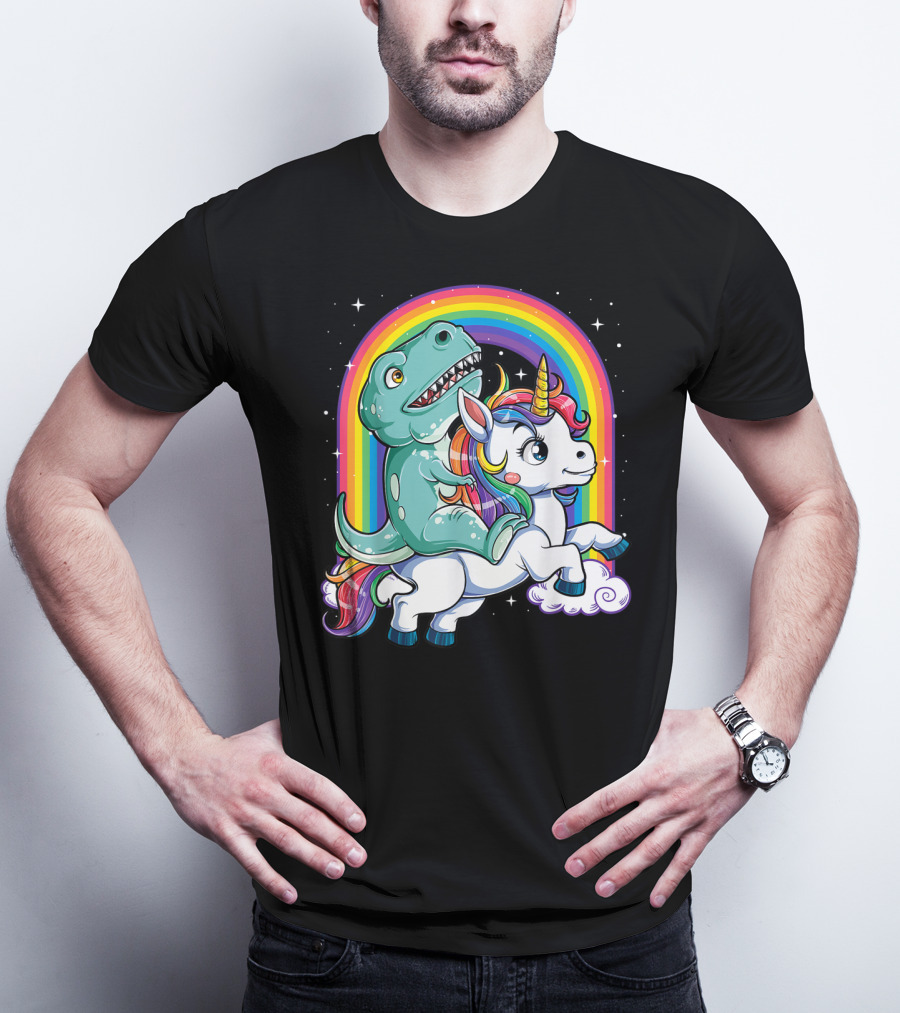 Dinosaur Unicorn Rainbow Fantasy Adventure Party T-Shirt