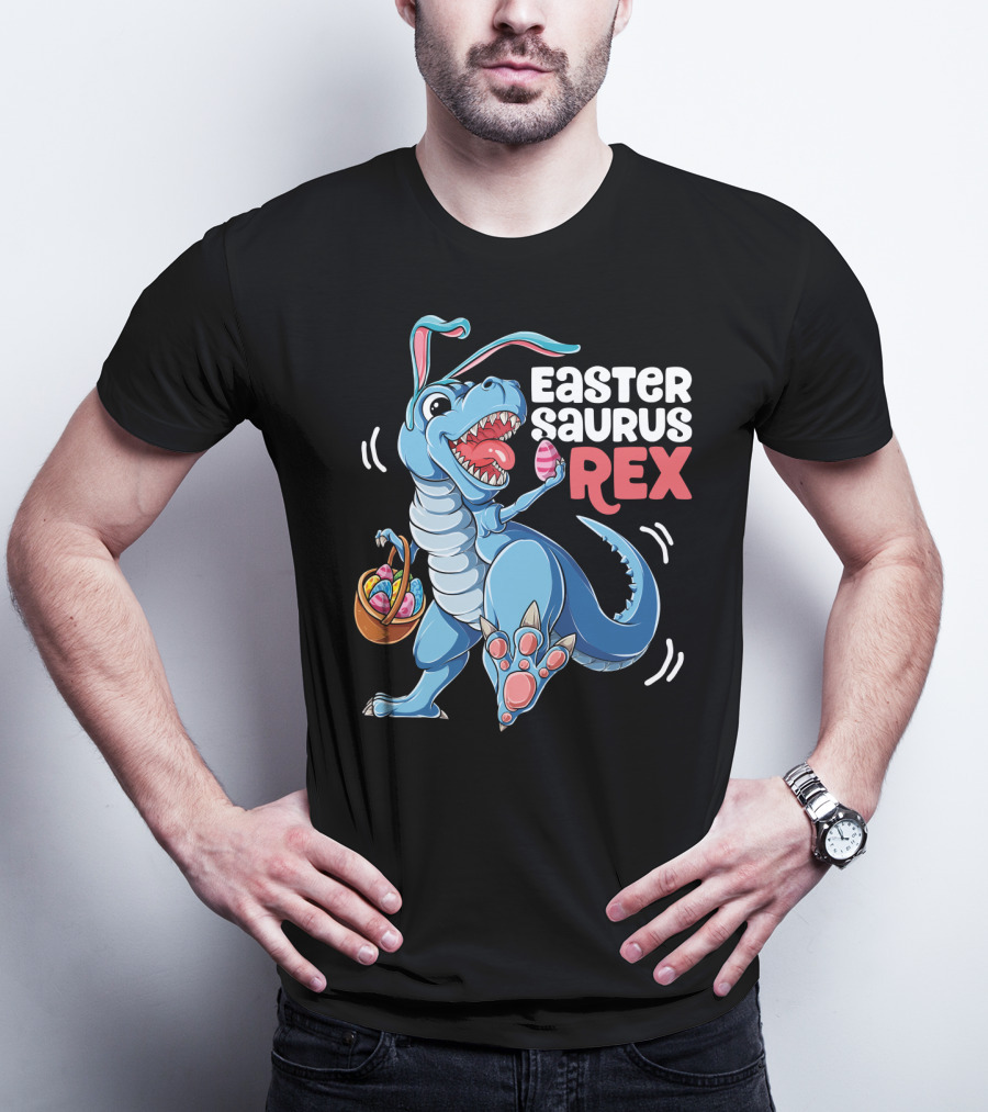 Easter Saurus Rex Bunny Dinosaur With Eggs T-Shirt