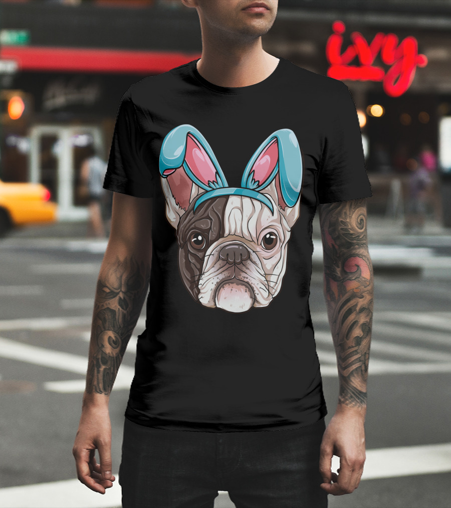 Easter Bunny Ears On French Bulldog Dog Boys Girl T-Shirt