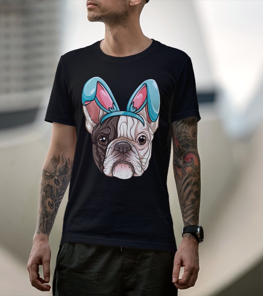 Easter Bunny Ears On French Bulldog Dog Boys Girl T-Shirt