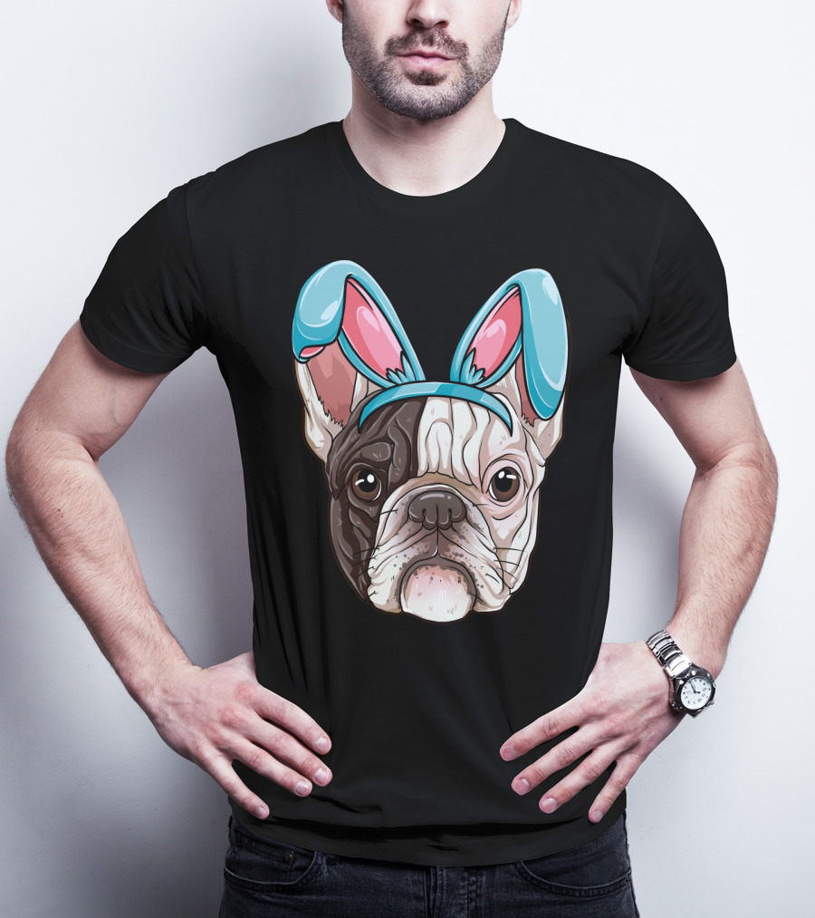 Easter Bunny Ears On French Bulldog Dog Boys Girl T-Shirt