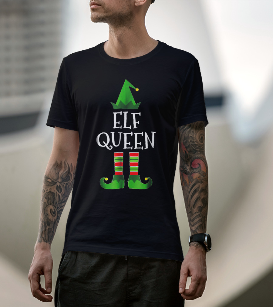 Elf Queen Family Group Christmas Matching T-Shirt