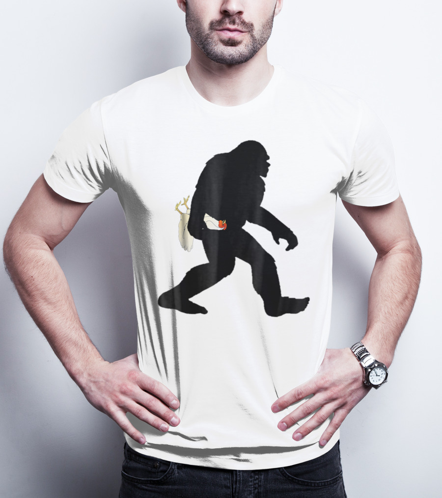 Funny Bigfoot Sasquatch Carrying Chicken Boys T-Shirt