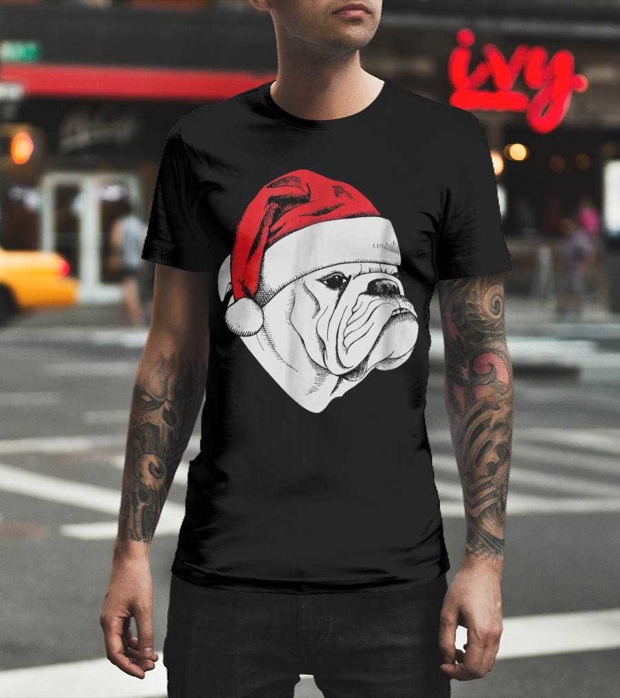 English Bulldog Santa Christmas T-Shirt