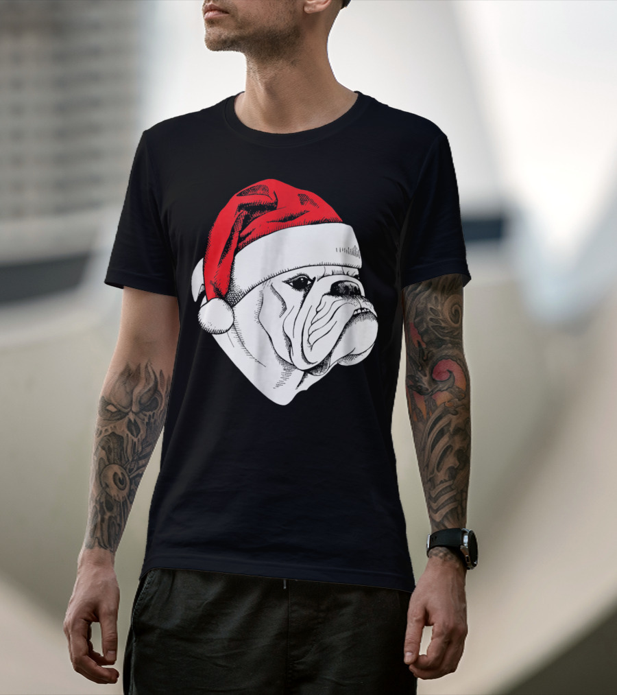 English Bulldog Santa Christmas T-Shirt