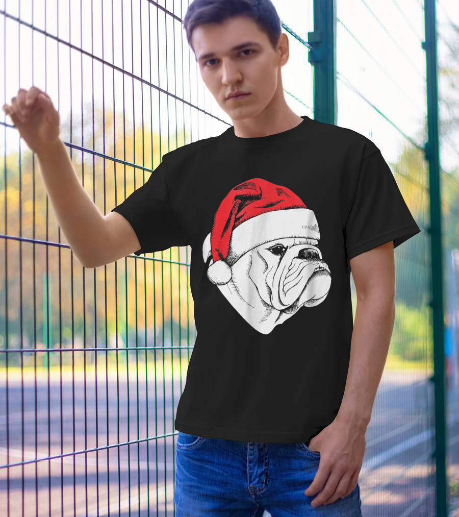 English Bulldog Santa Christmas T-Shirt