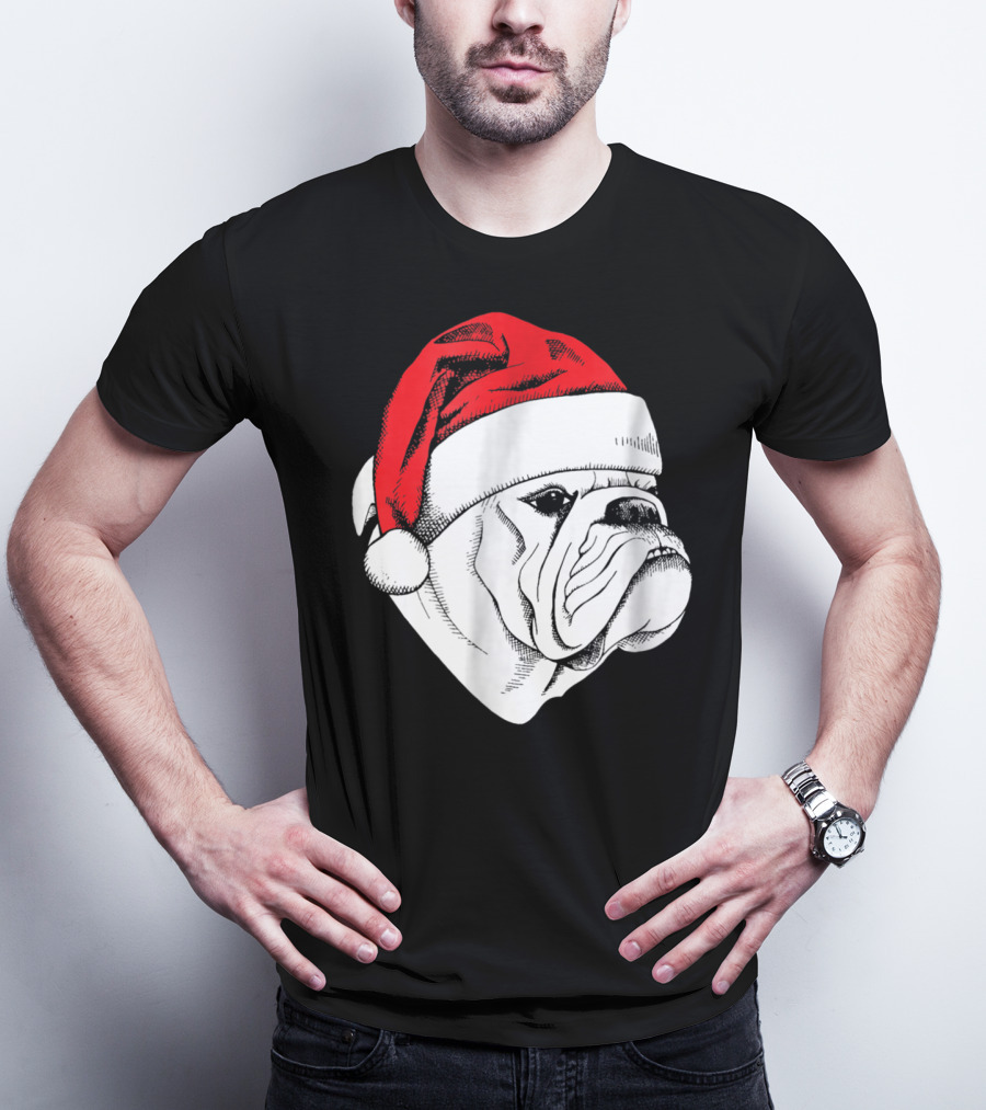 English Bulldog Santa Christmas T-Shirt