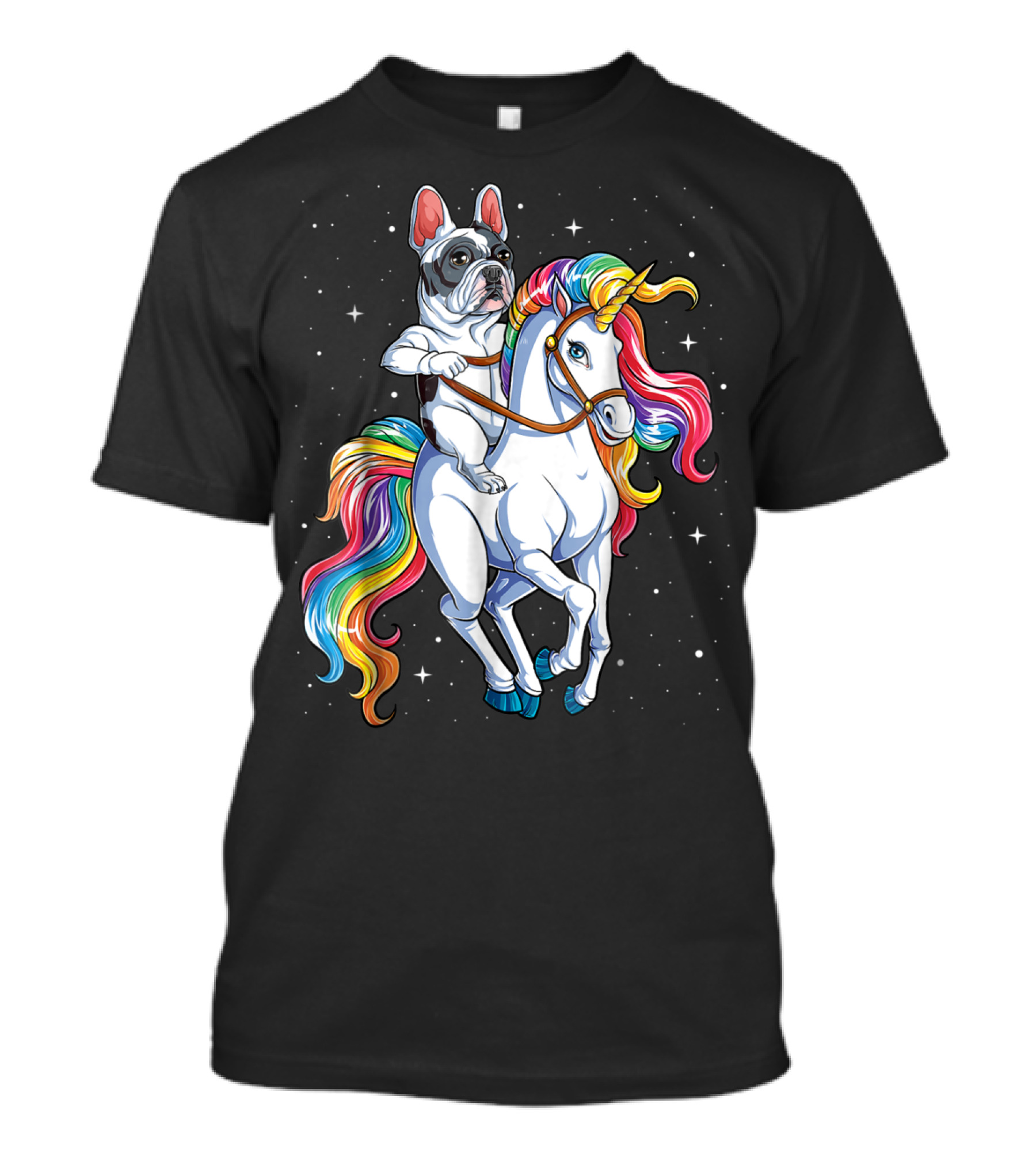 French Bulldog Riding Unicorn In Space Galaxy T-Shirt