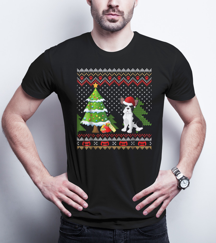 French Bulldogs Santa Christmas Tree Presents Holiday T-Shirt