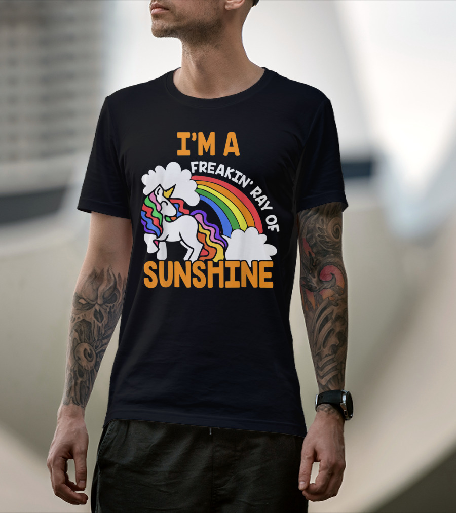 I'm A Freakin' Ray Of Sunshine Funny Rainbow Unicorn Vintage 1970's HY T-Shirt